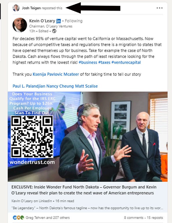 Kevin O'Leary Uses ND Legacy Fund Deal to Promote and Possibly Profit ...