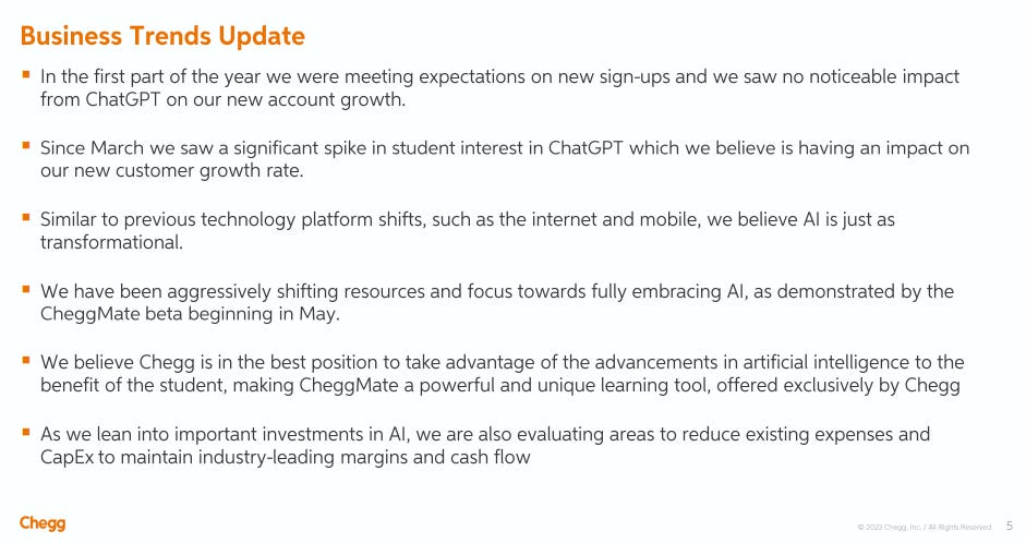 Chegg stock analysis: AI's First Scalp - by Vince Martin