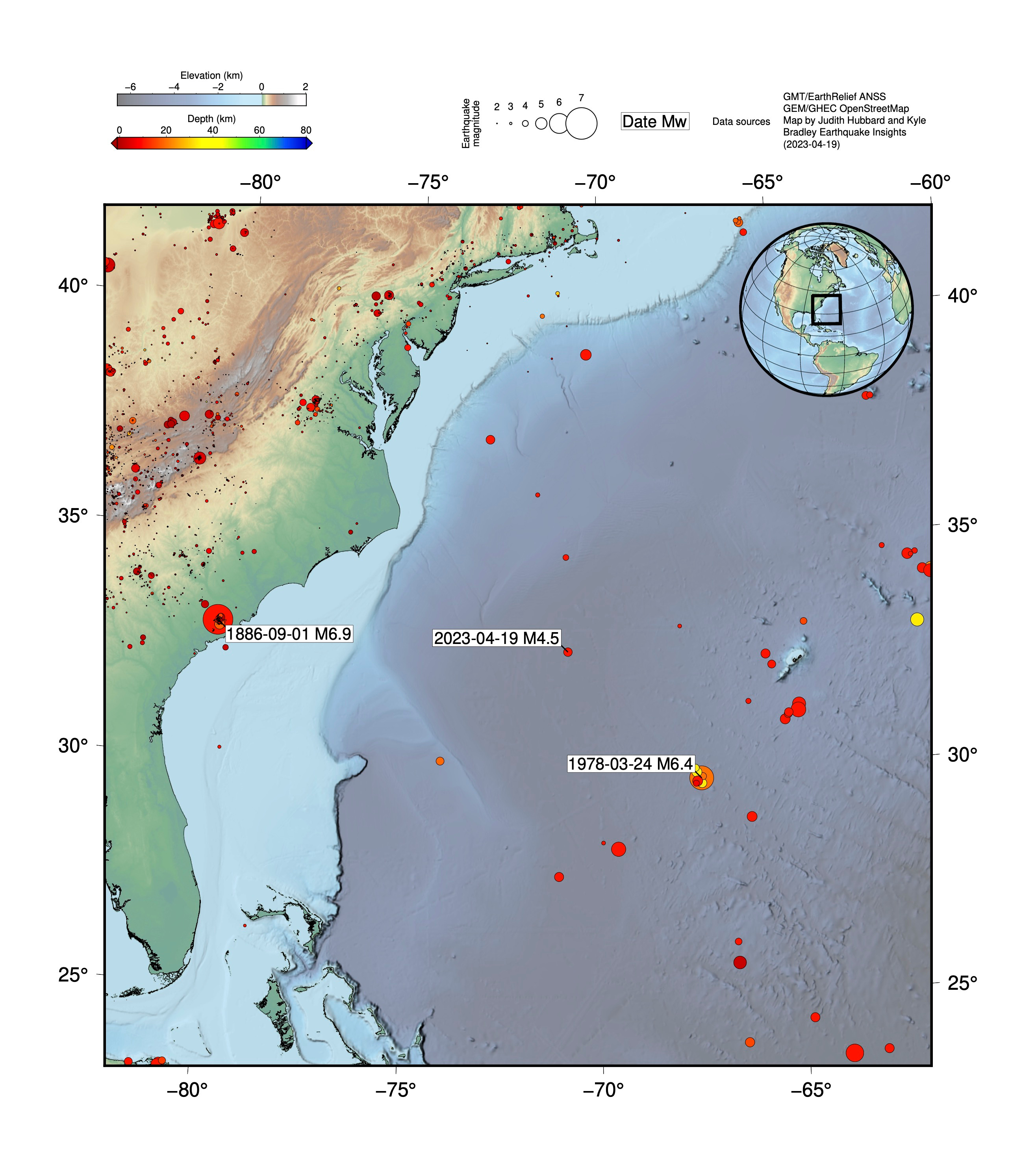 Unusual M4.5 earthquake 500 km off the East Coast of the United States