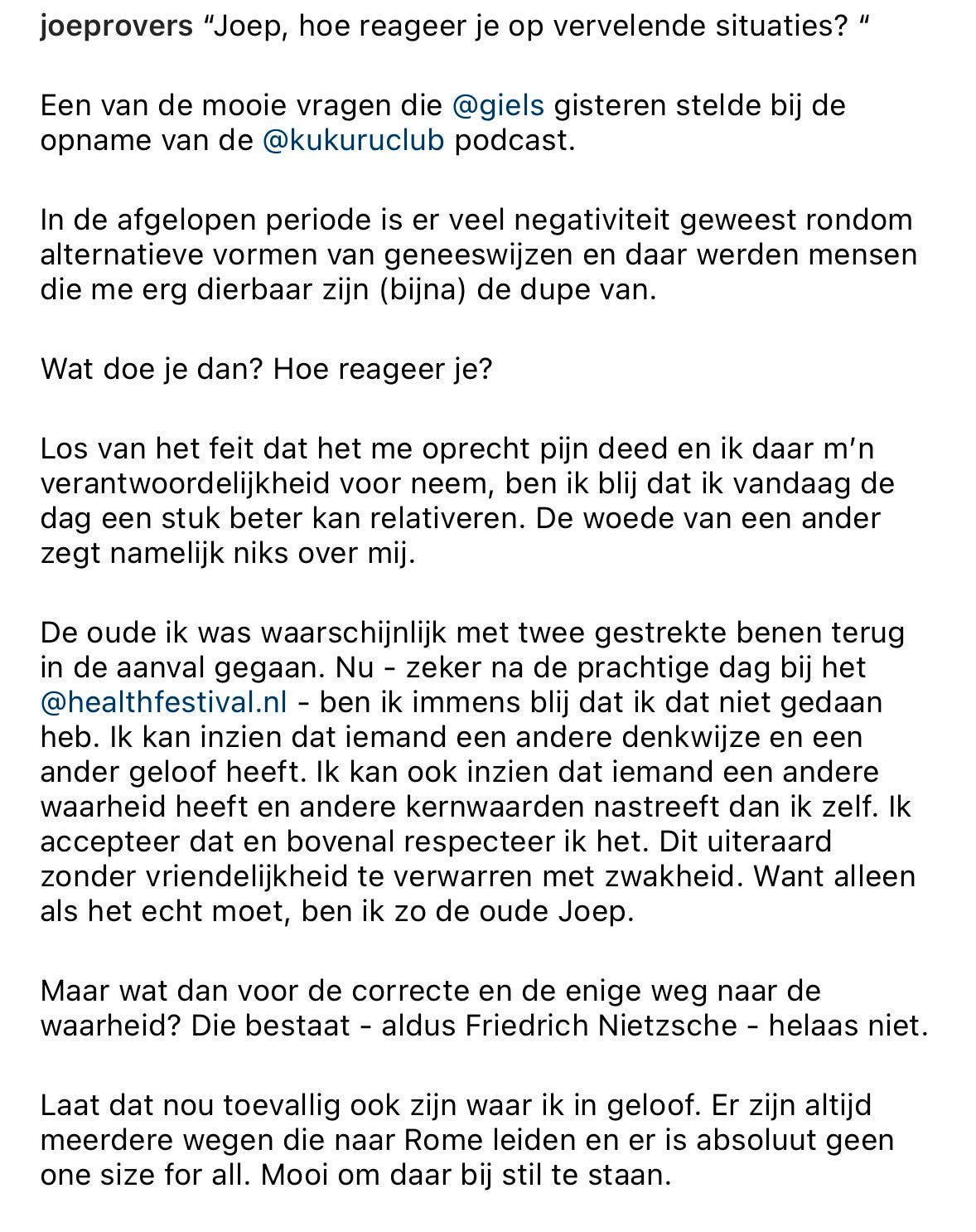 Alles en iedereen is welkom op het Health Festival, behalve kritiek