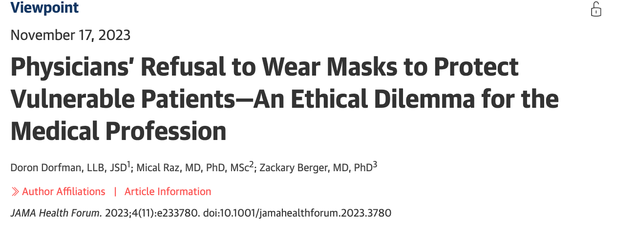 Is it unethical for doctors to stop masking?