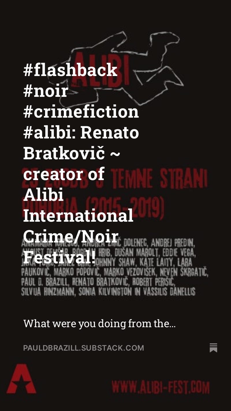 #flashback #noir #crimefiction #alibi: Renato Bratkovič ~ creator of Alibi International Crime ...
