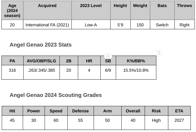 2024 Cleveland Guardians Prospect Scouting Report: #31 INF Angel Genao