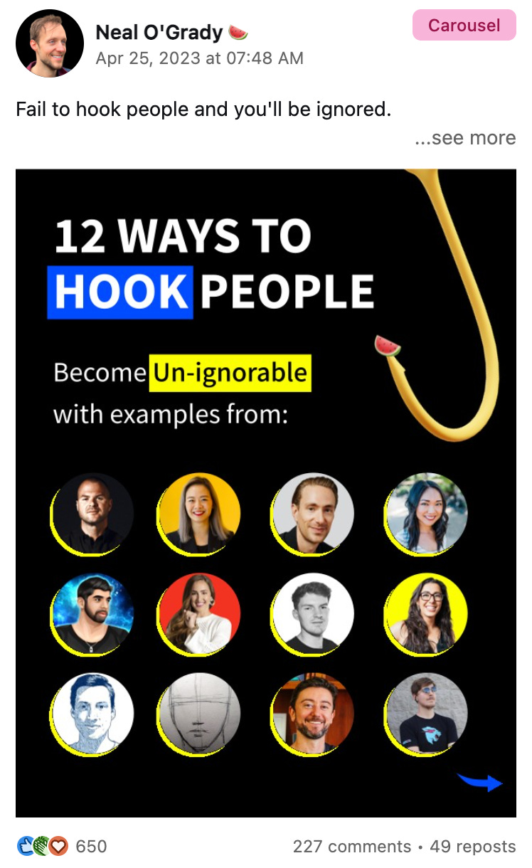 10 Ways to Write Hooks (with examples) - by Neal O'Grady