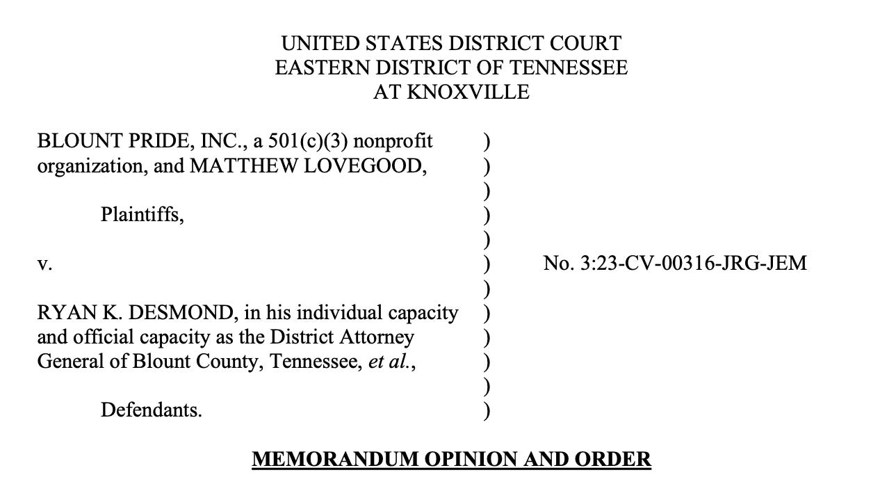 Federal judge bars Tenn. prosecutor from enforcing anti-drag law