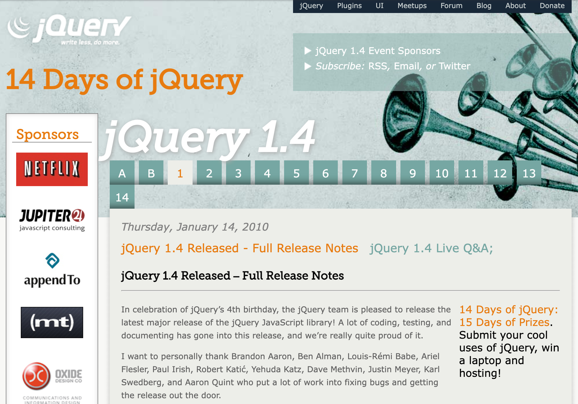 The 14 days of jQuery - by Rebecca Murphey