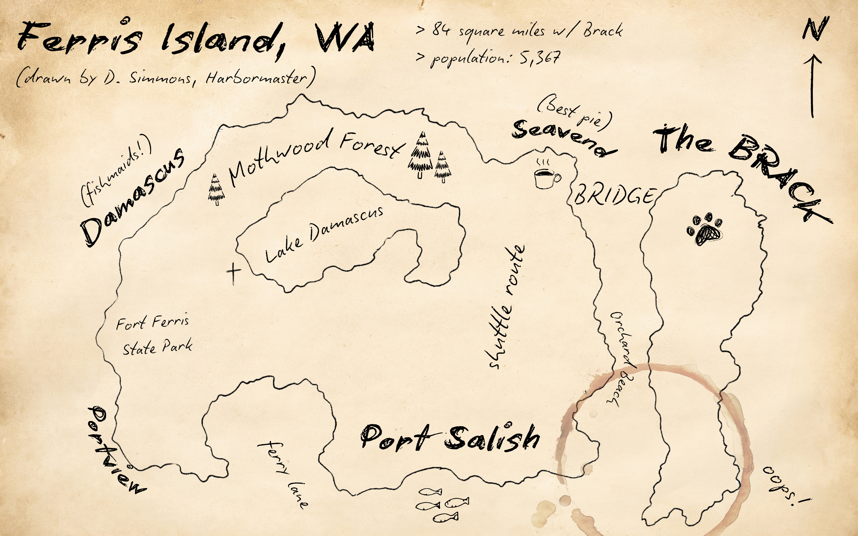 Ferris Island Map & Info - by S.E. Reid - Talebones