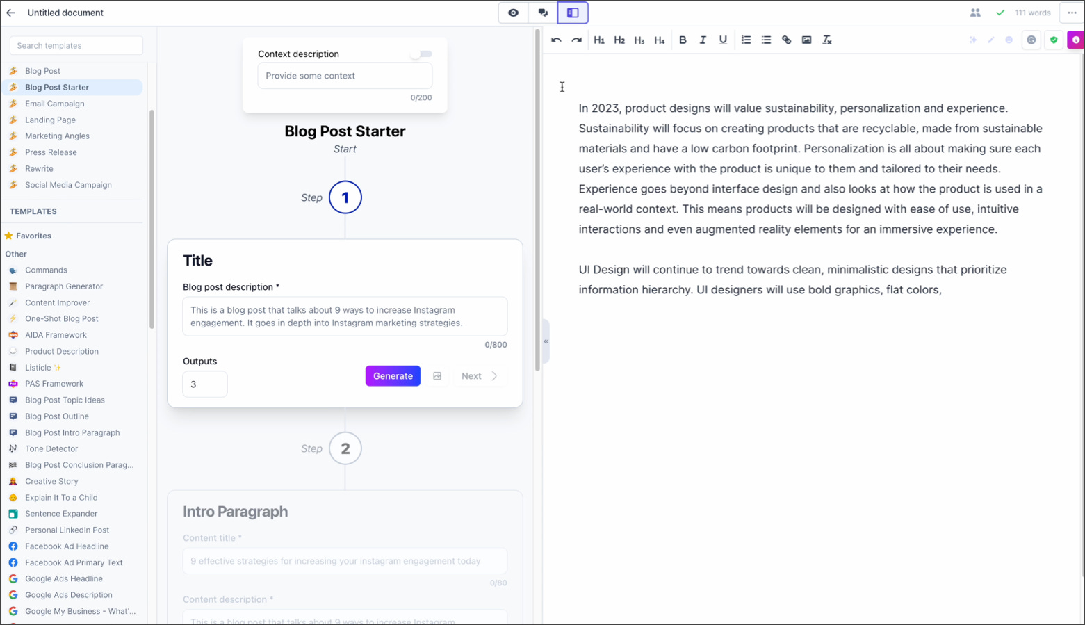 UI patterns for AI features in document editing workflows