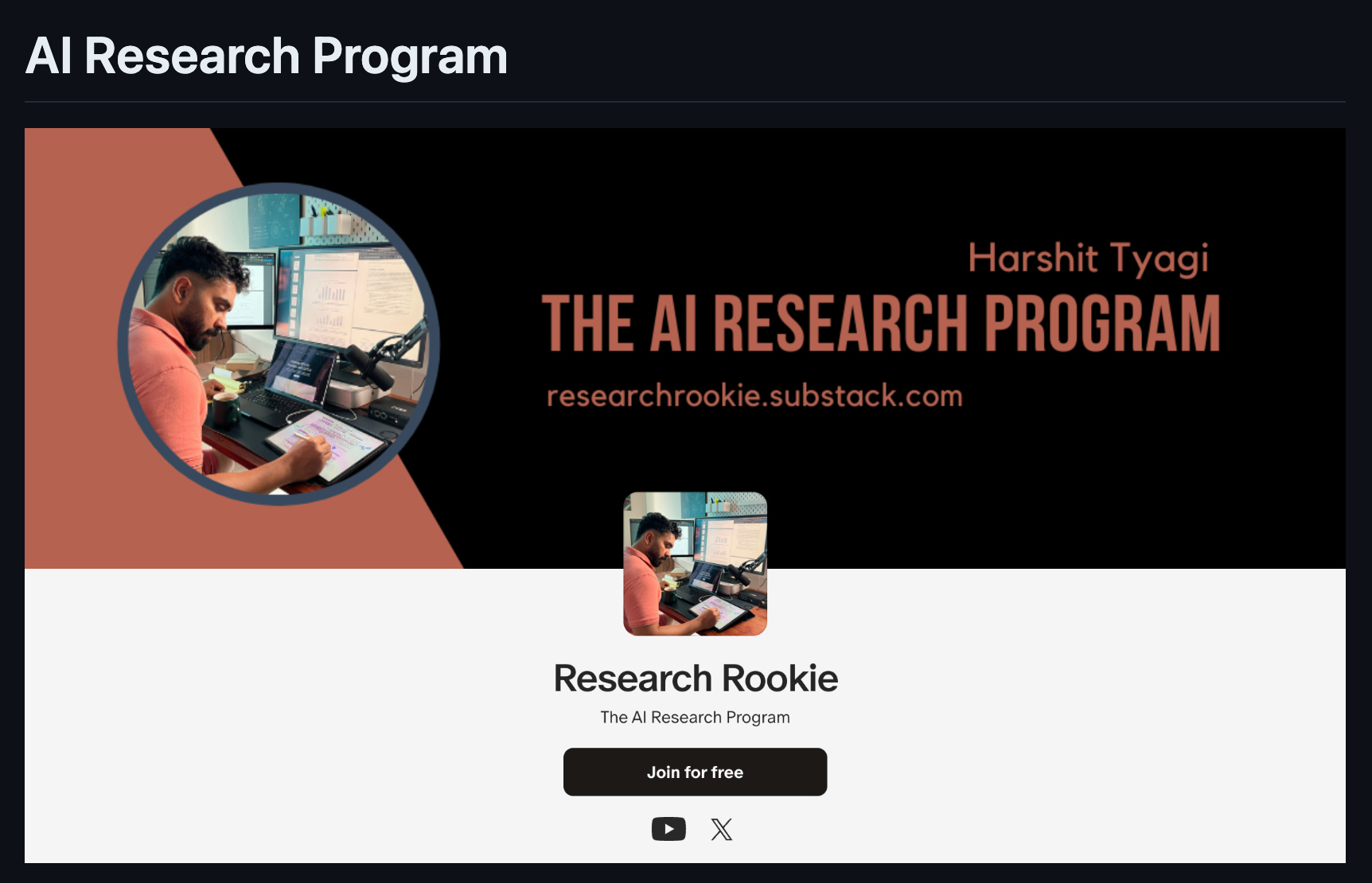 My AI Research Program - by Harshit Tyagi - Research Rookie