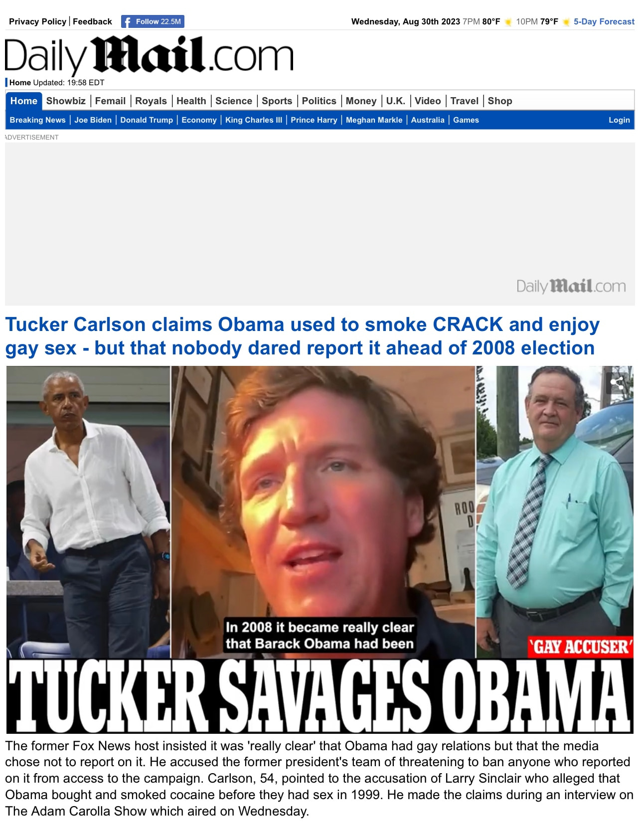 TUCKER: "The Larry Sinclair thing, that definitely happened. Obama ...