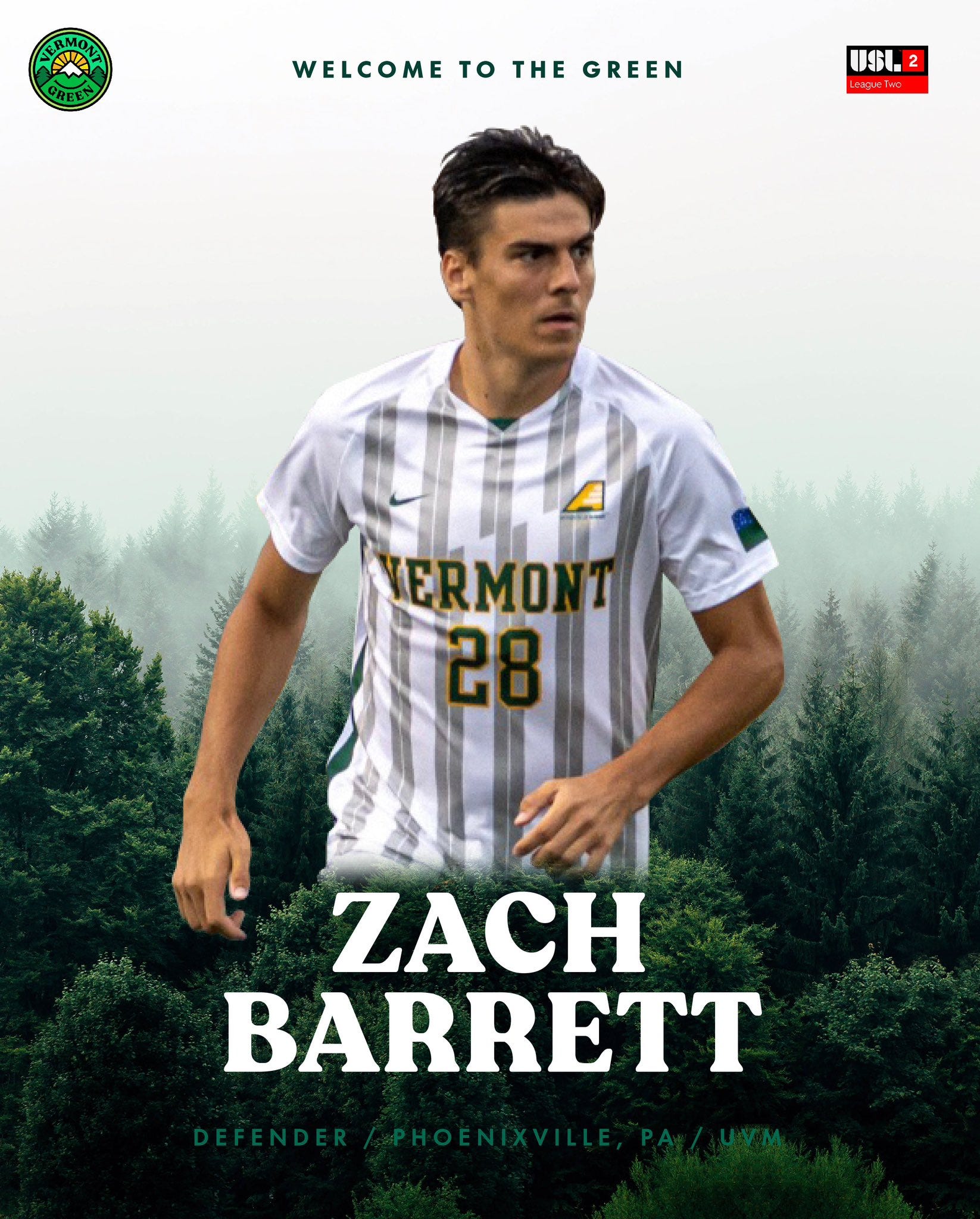 Vermont Green FC Signs University of Vermont Center Back