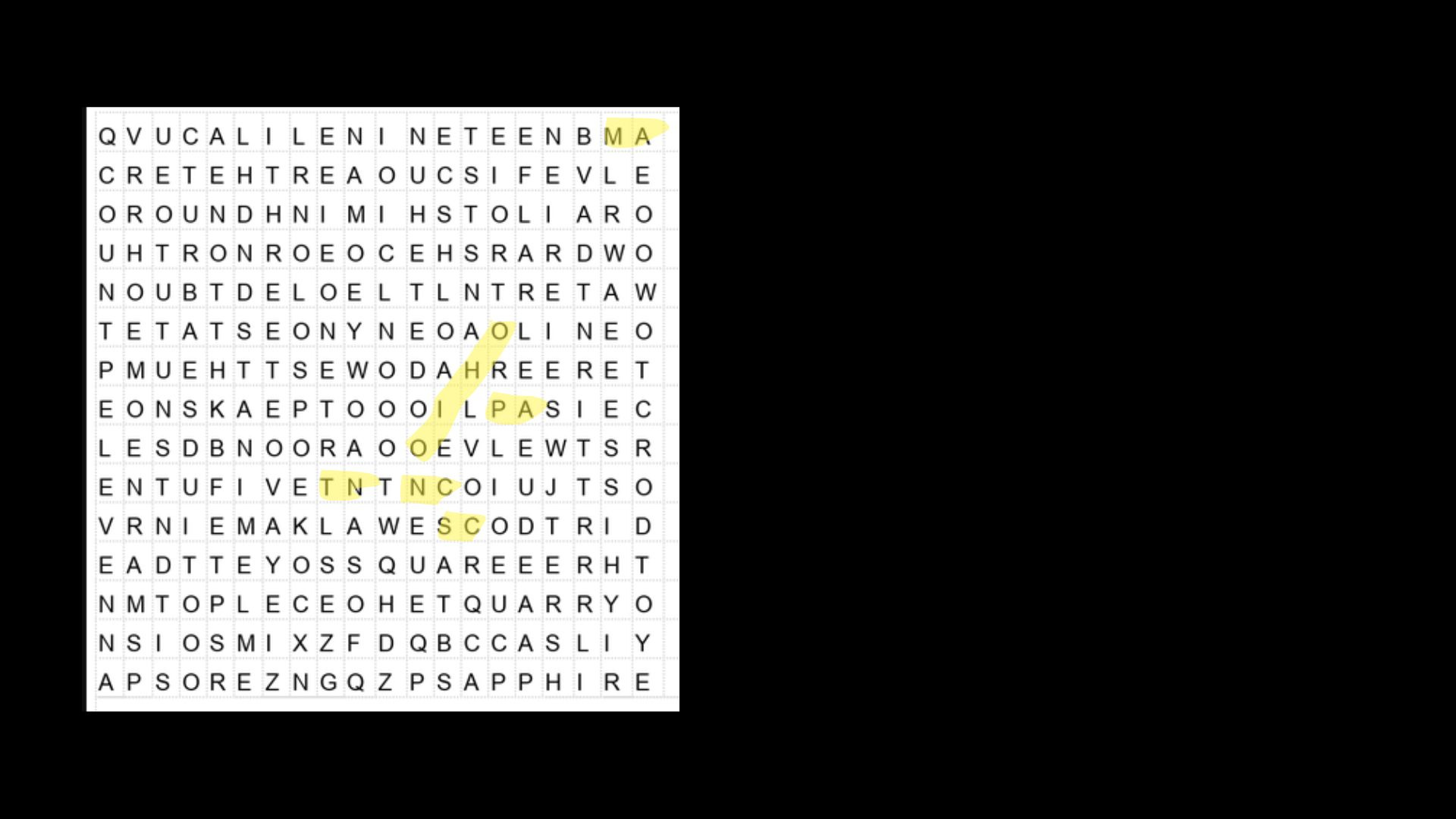 Word Search Secret Message in There's Treasure Inside