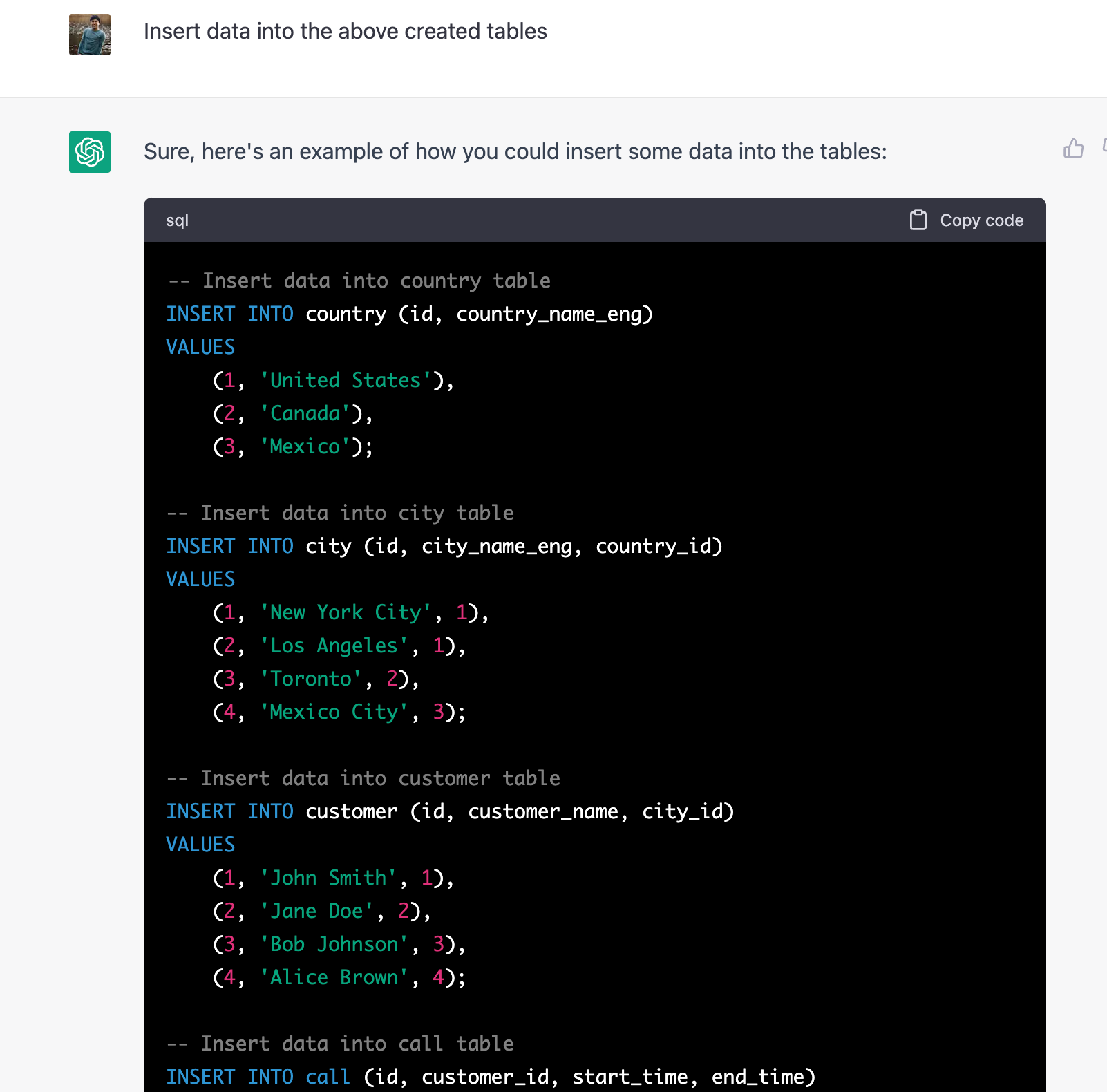 ChatGPT for generating SQL as a Data Engineer's assistant