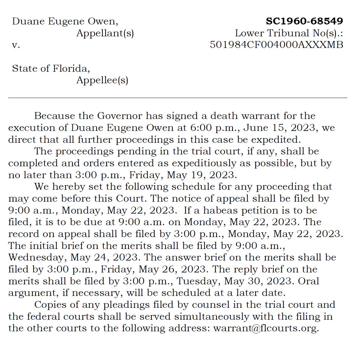 Warrant: Background on Duane Owen's Case