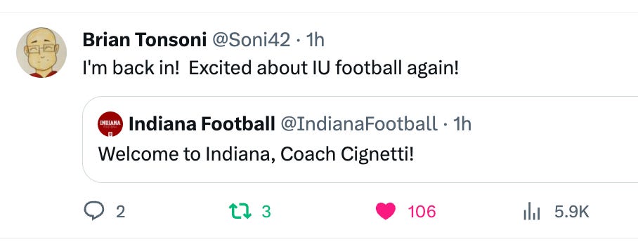 [Roundup] IU Football Lands Coach Cig ... Now It's Time to "Back the Rock"