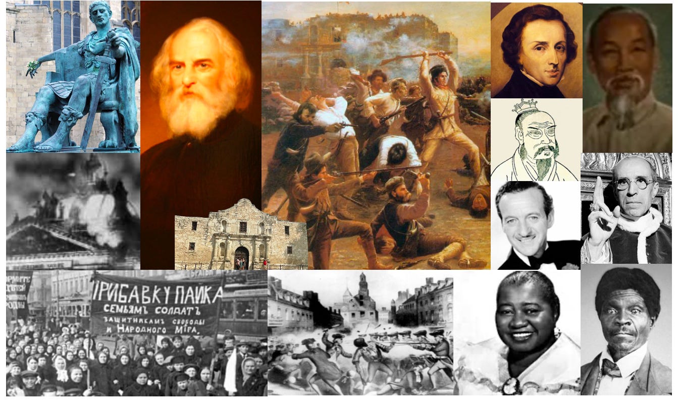 History: Alamo, Boston Massacre, Longfellow, Dred Scott, Constantine ...