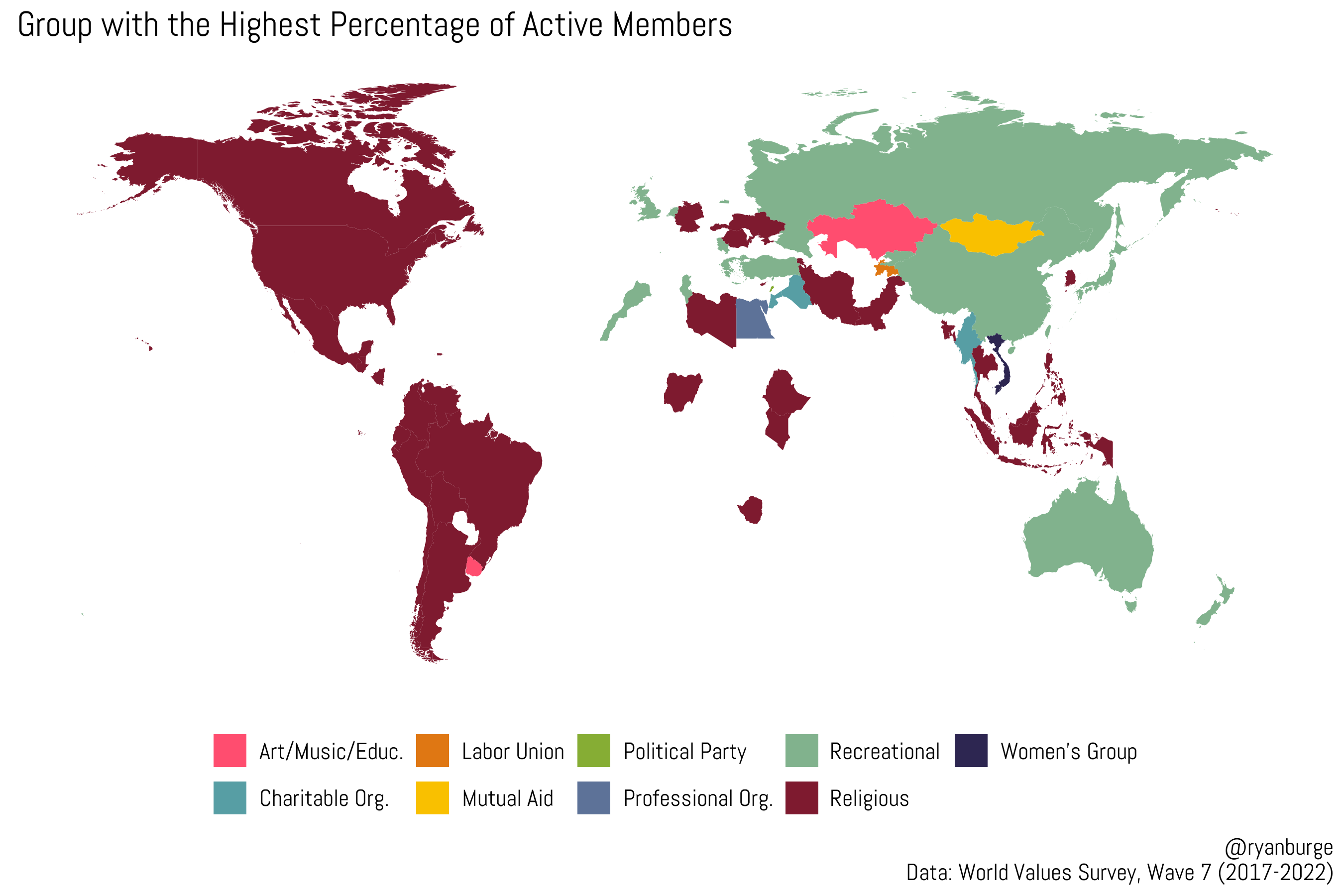 What Countries Are Most Involved in Religious Organizations?