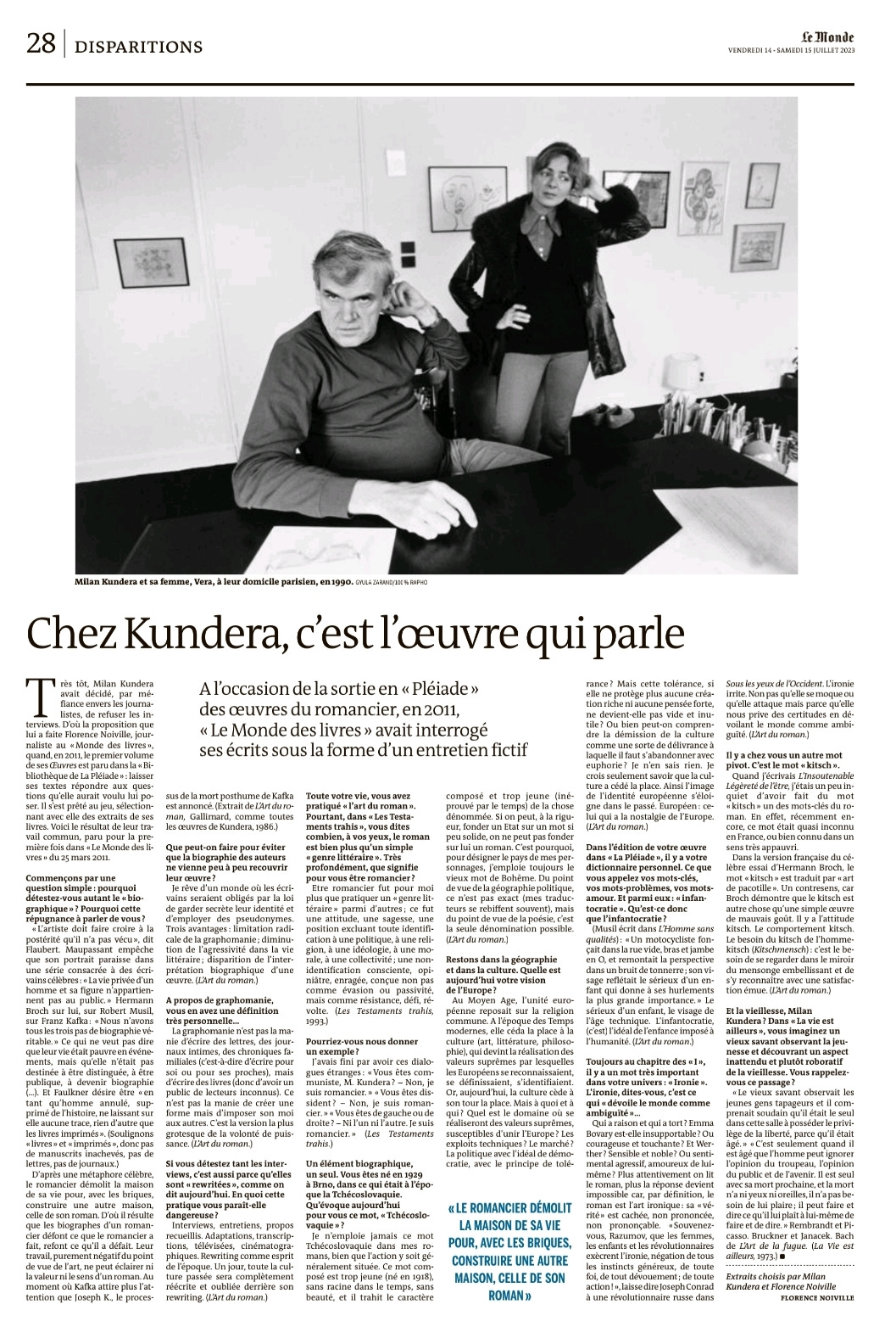 Milan Kundera: Romancier de l’existence, L'insoutenable légèreté de l'être de Milan Kundera