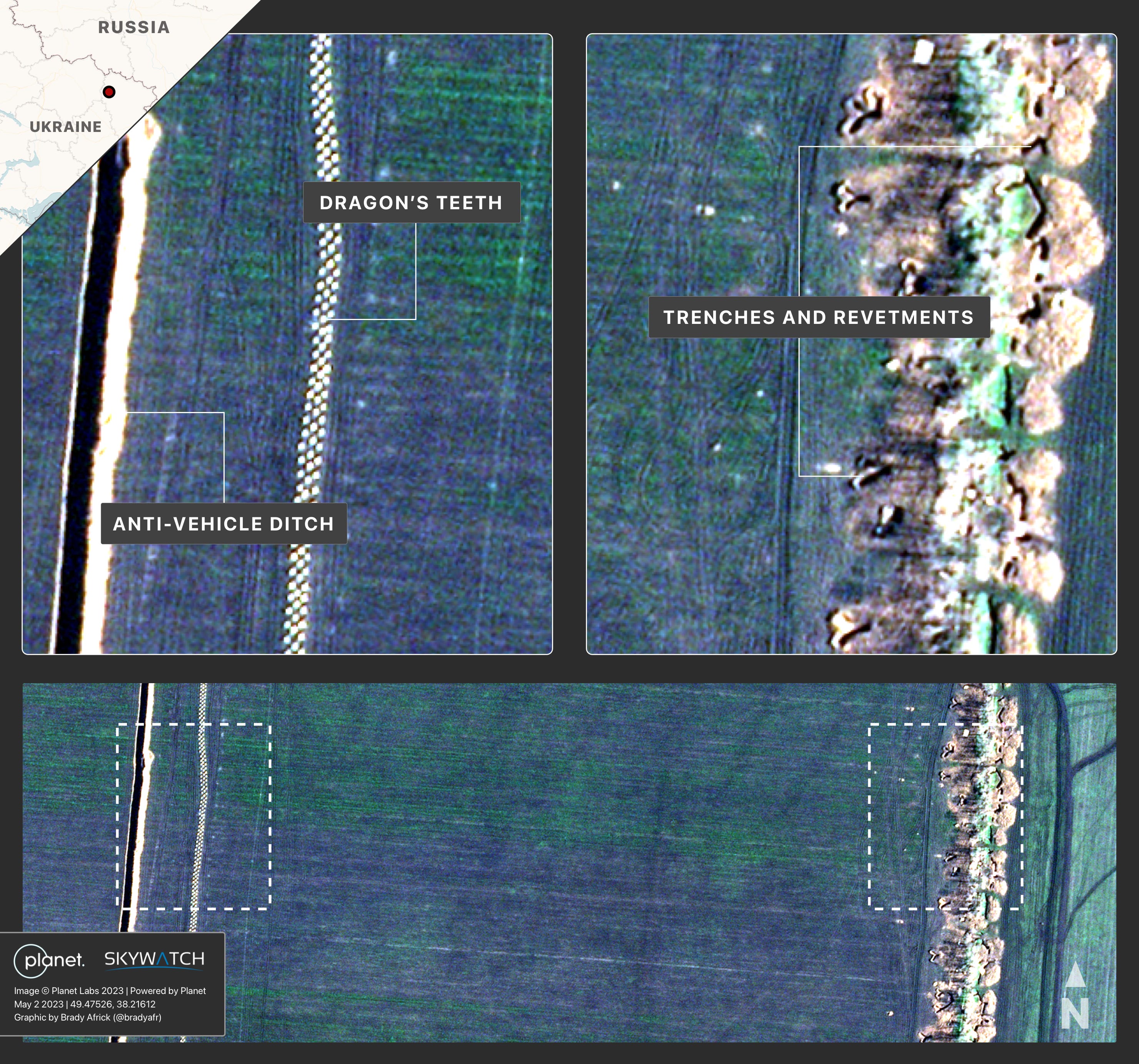 Russian field fortifications in Ukraine