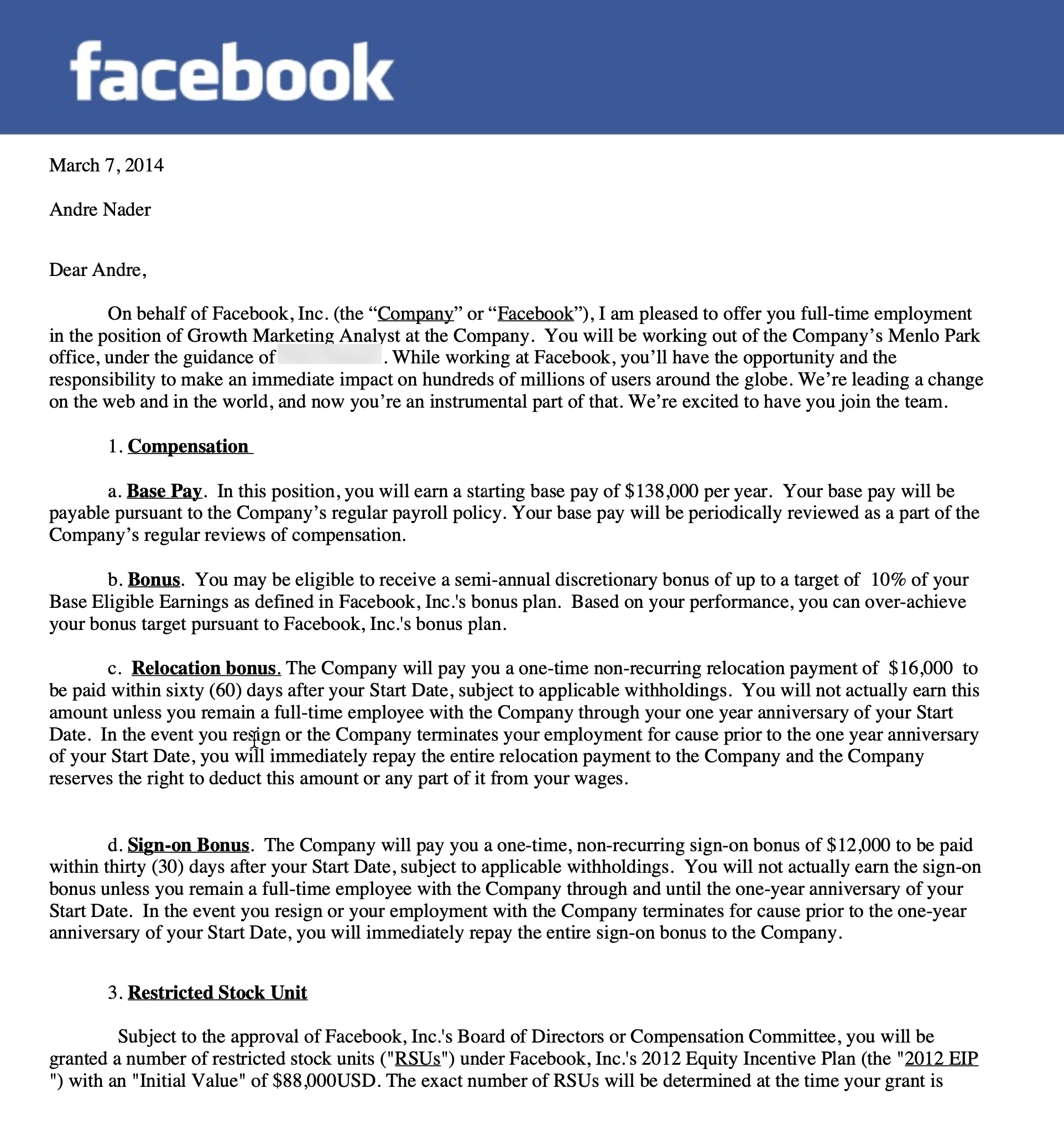 Every Accepted Job Offer Letter on My Path to Facebook