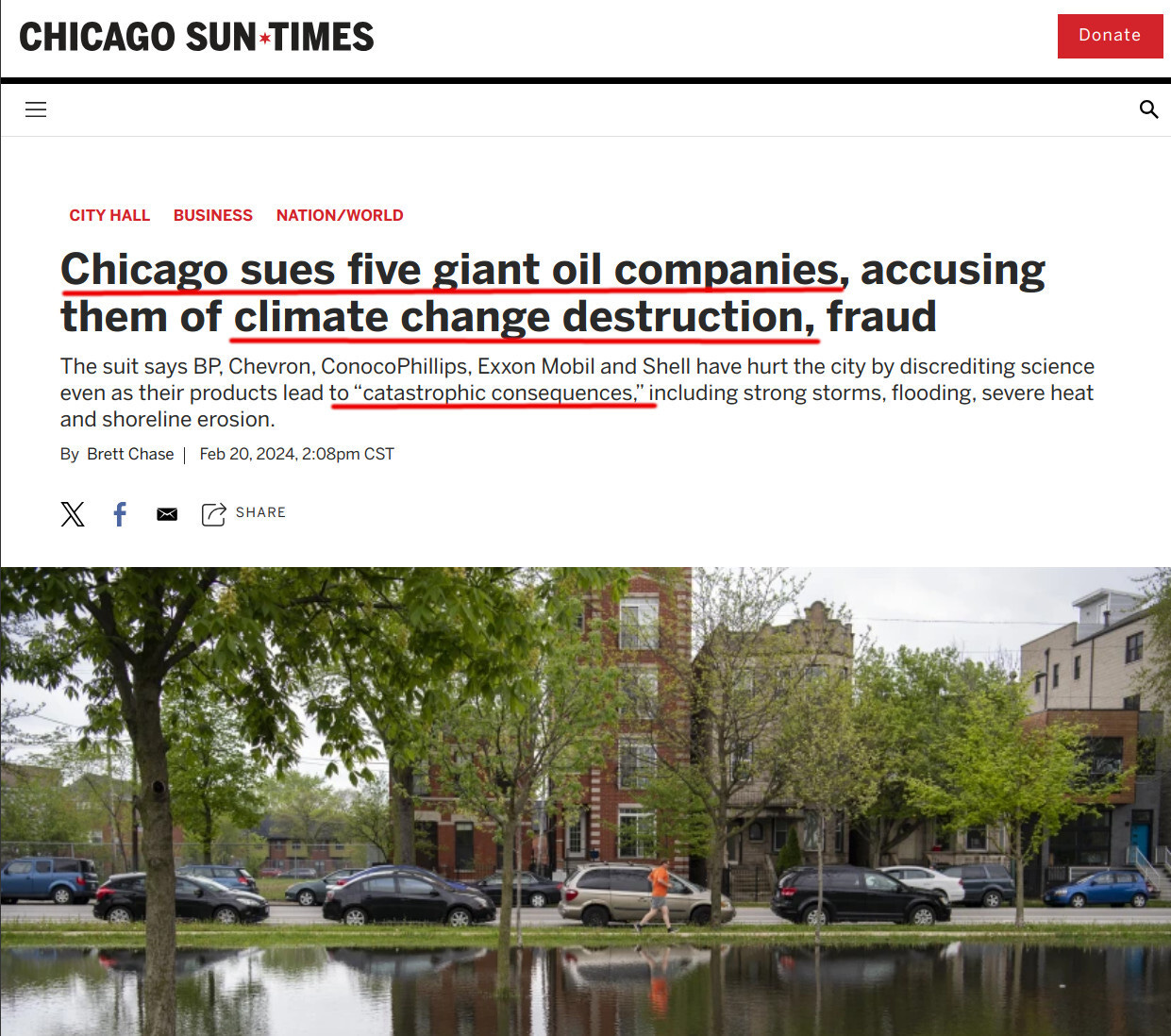 Chicago Sues Big Oil for Climate Change As Its Weather has been Nice and Unremarkable for Years ...