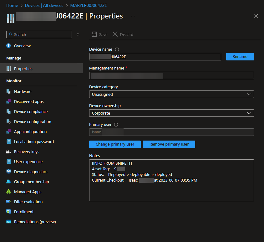 Snipe IT and Azure: Asset Management Info in Intune!