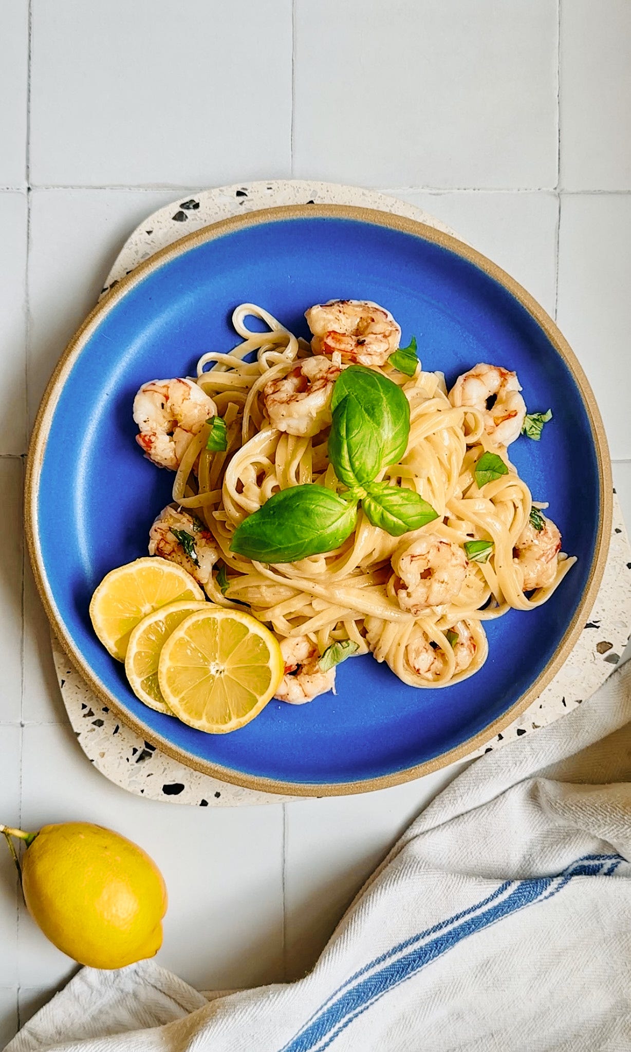Creamy Lemon Basil Shrimp Pasta - by Brita - Cozy Up