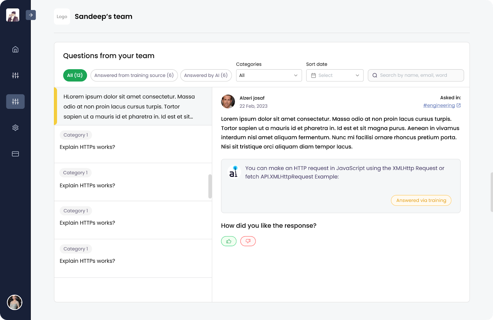 Q&A Dashboard Design - by Saloni Rai and Kartik Mandaville