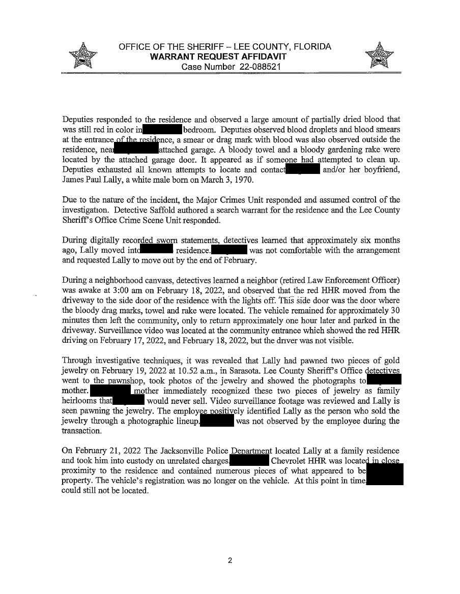 GOOD EXAMPLE OF A ROUTINE MURDER WARRANT OUT OF FLORIDA