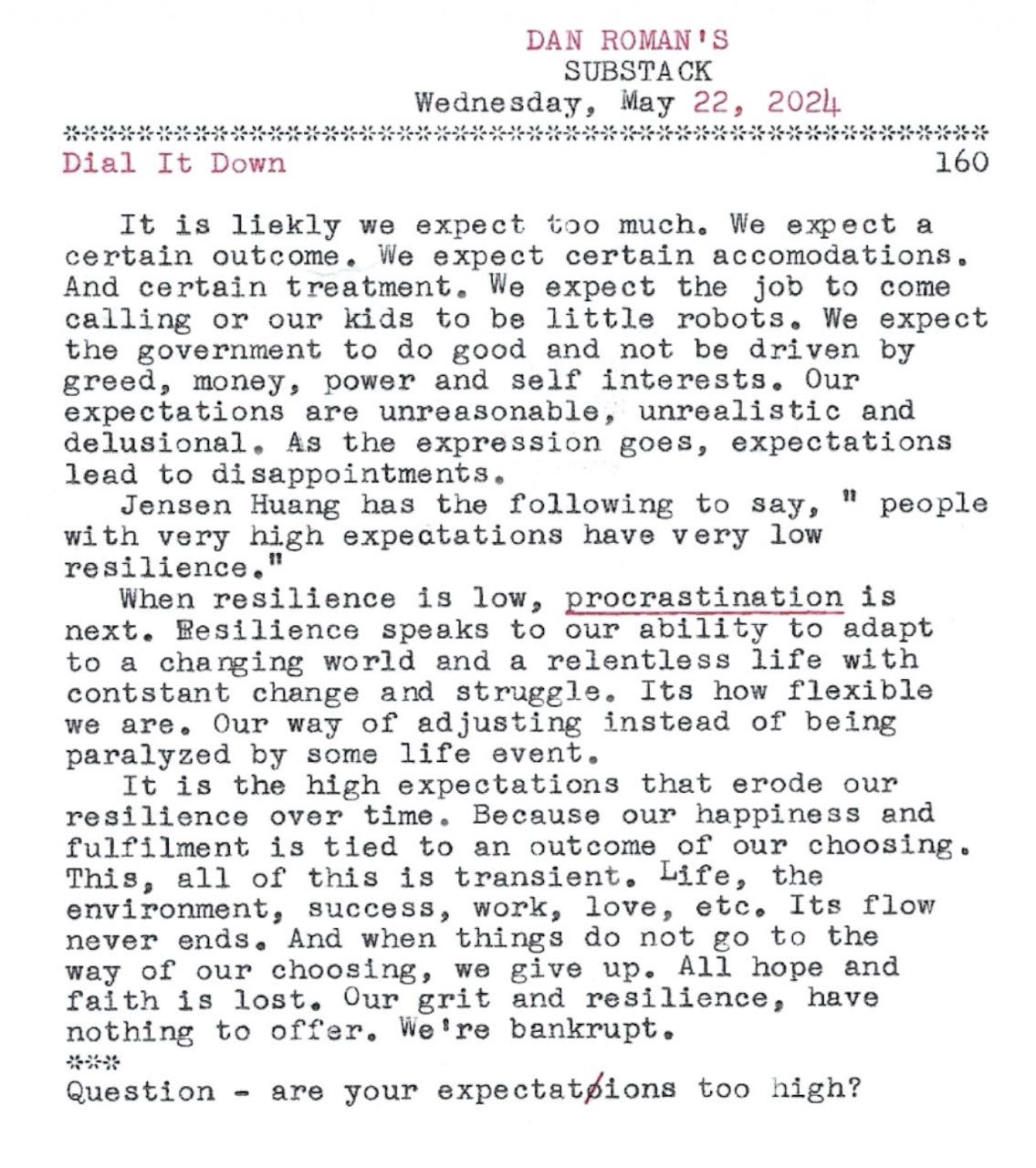 Dial It Down - Dan Roman's Substack