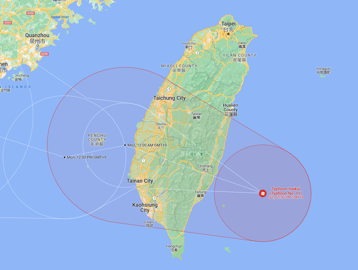 Typhoon Haikui (Hanna) Approaches Taiwan