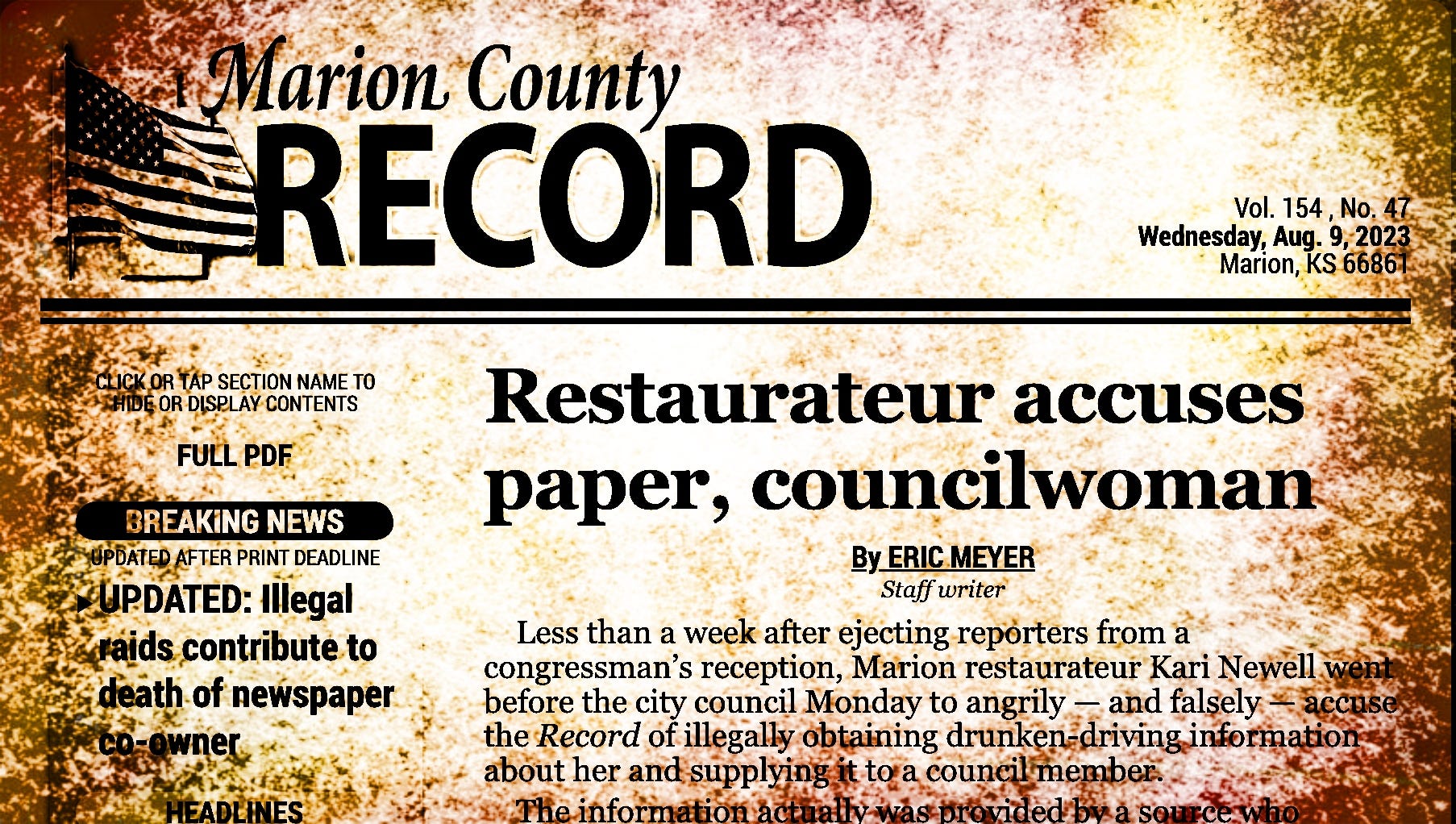 Kansas Cops Raid Newspaper Office To Avenge Drunk Lady, Alleged Sex ...