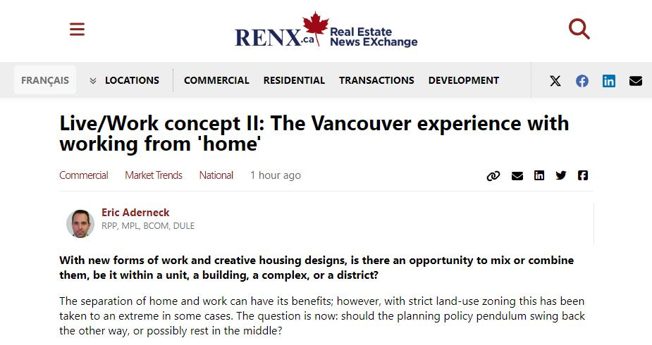 LIVE/WORK CONCEPT: The Vancouver experience with working from 'home'