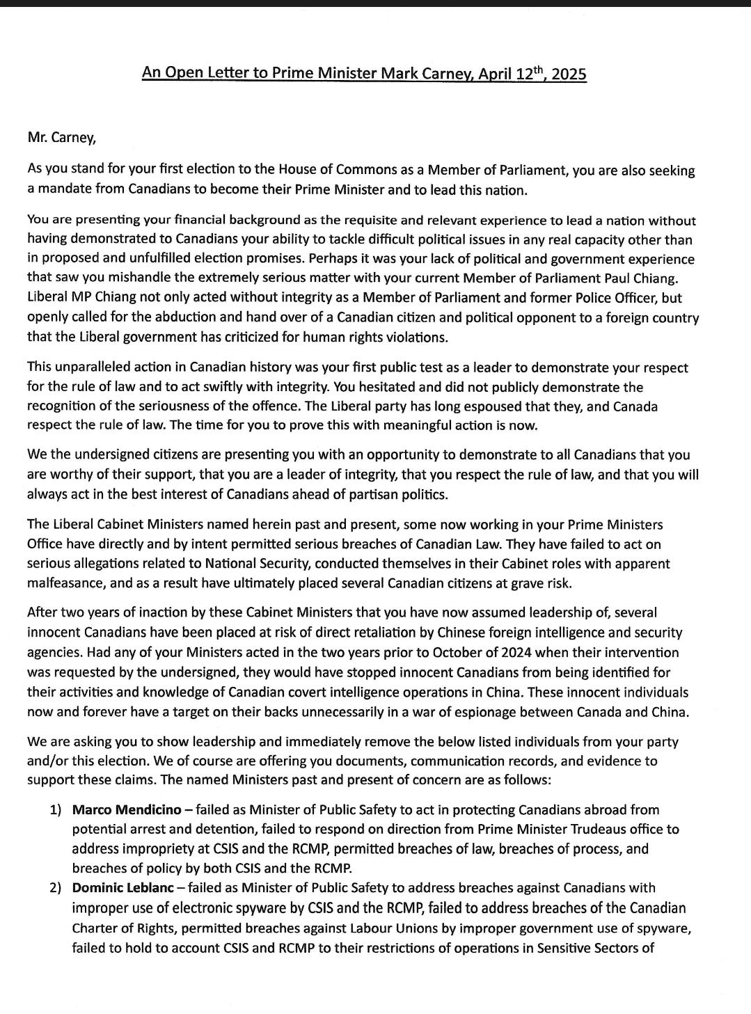 Breaking! RCMP officer Releases Public Letter implicating 9 Members of ...