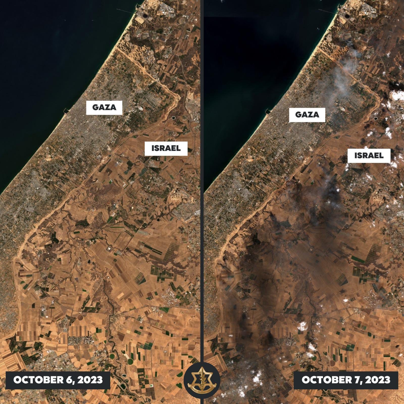 Satellite Of Israel Before/After October 6-7th, Security Alert For ...