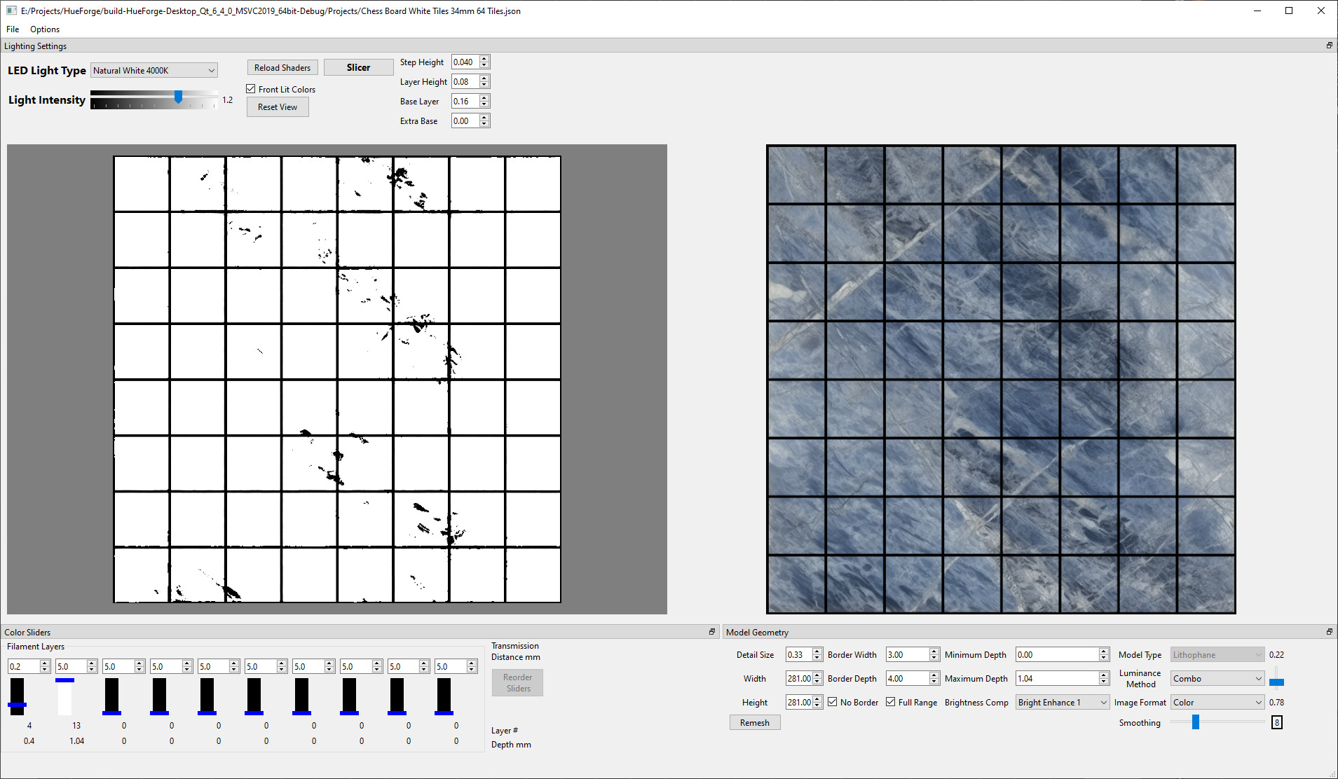 Designing a 3D Printed Chessboard in HueForge