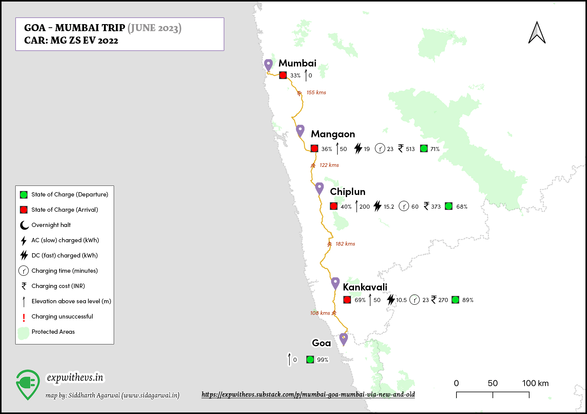 Mumbai Goa Mumbai via new (NH4) and old (NH66) expressways
