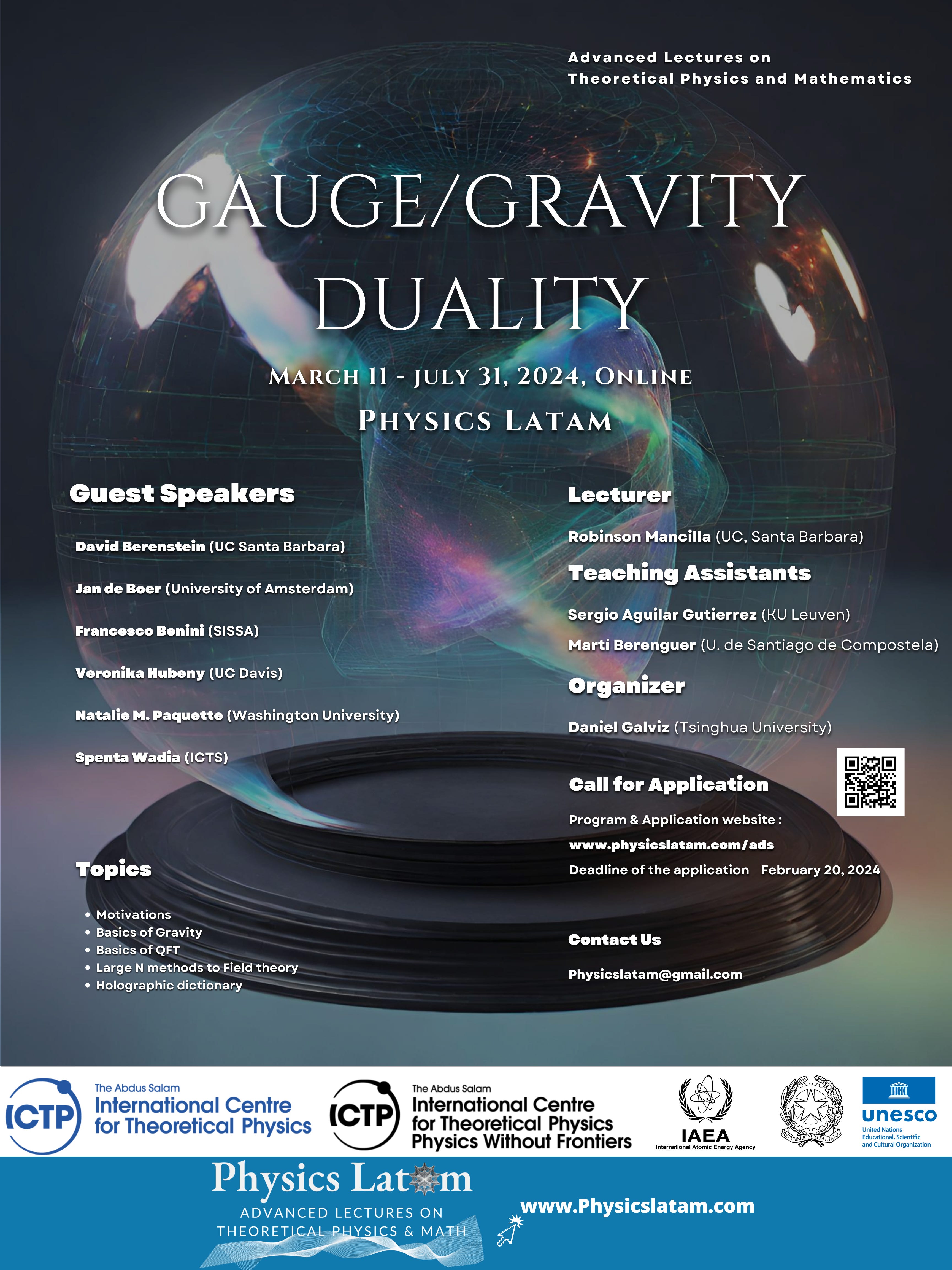 Gauge/Gravity Duality Course - Physics Latam