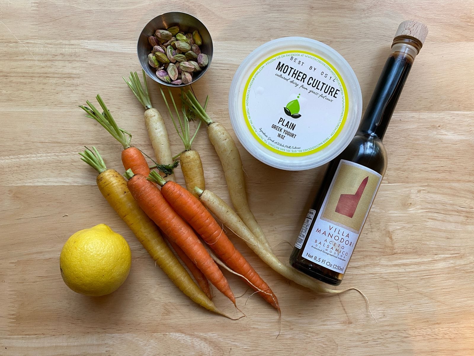 Roasted Carrots with Yogurt, Pistachios, and Balsamic Drizzle