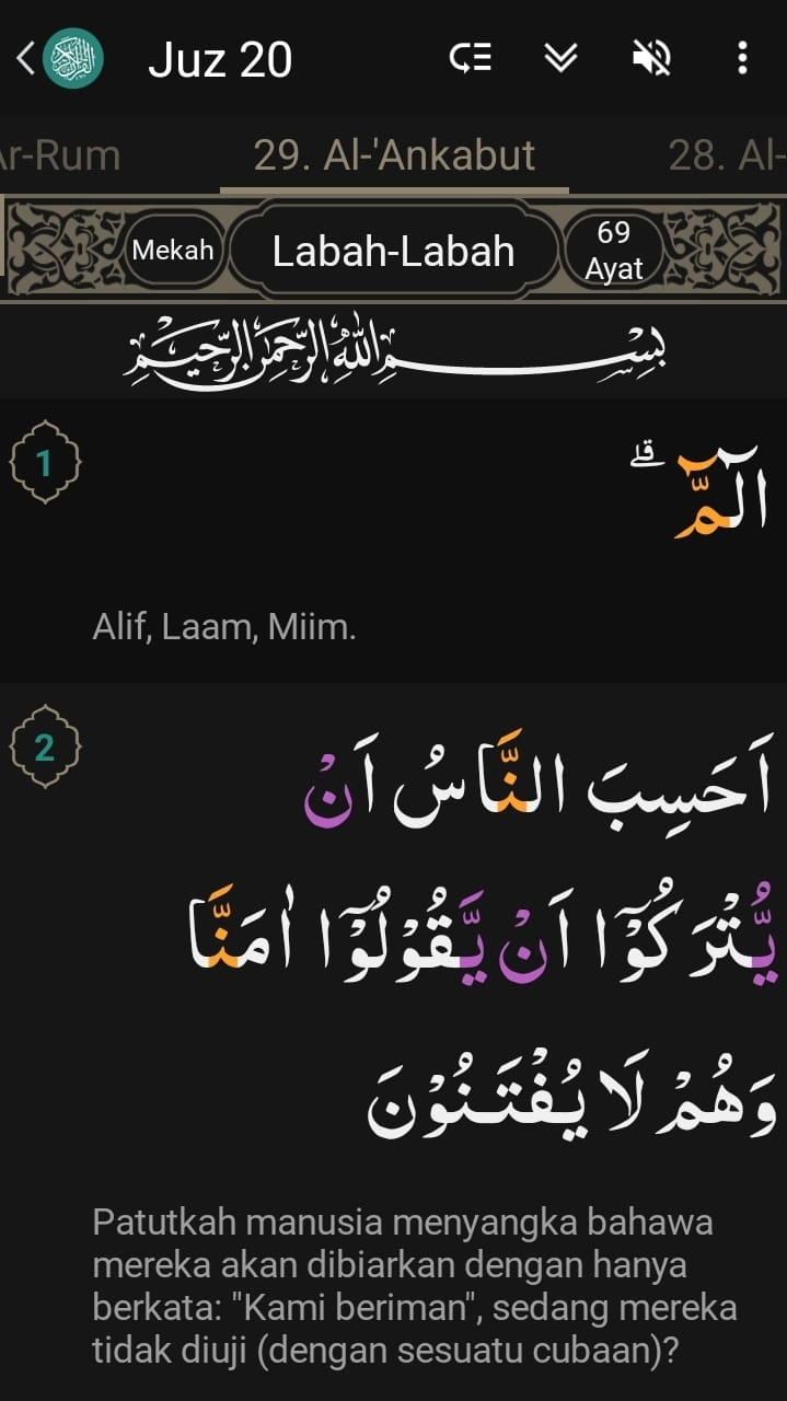AYAT 1 & 2 : SURAH AL- ANKABUT (LABAH-LABAH )