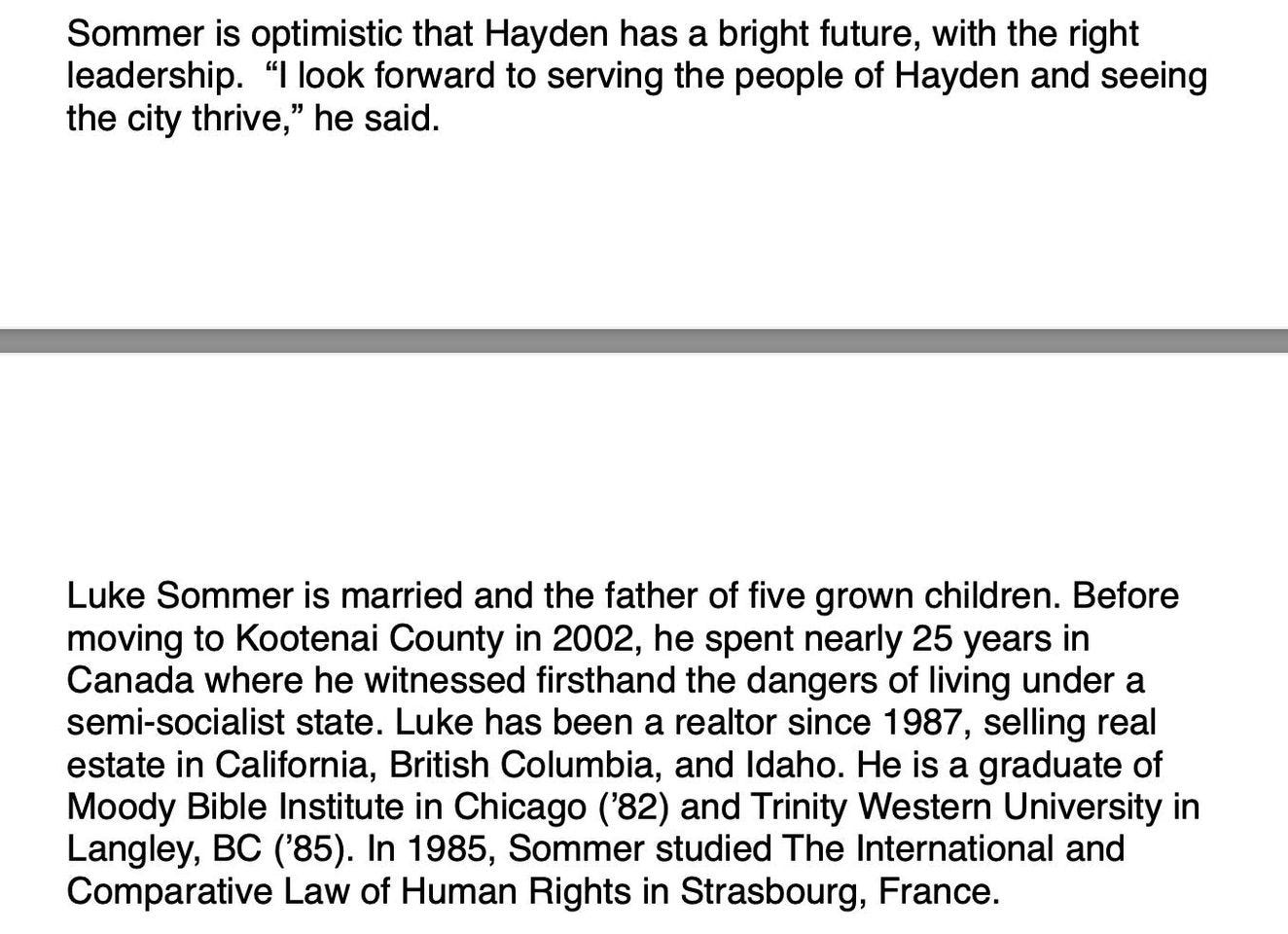Luke Sommer announces candidacy for Mayor of Hayden