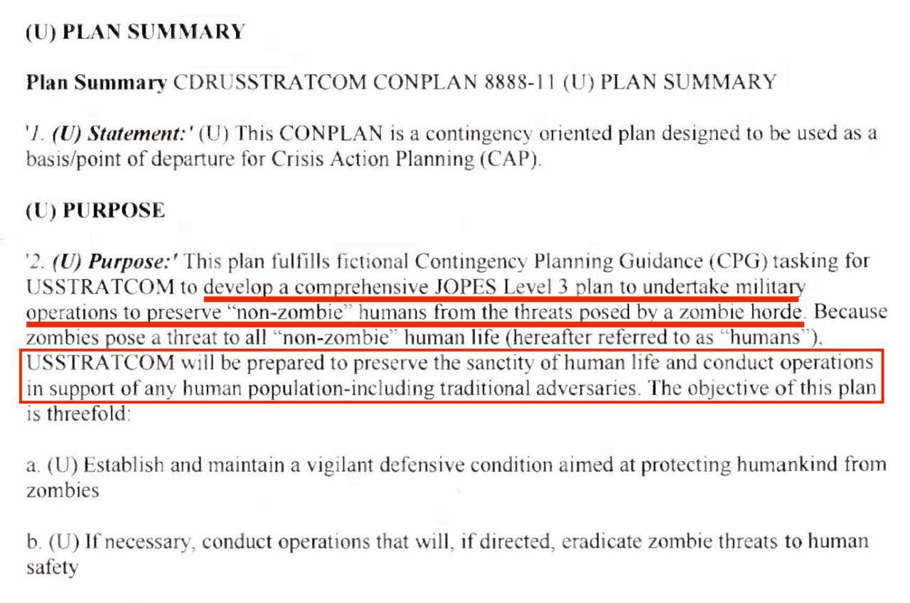 The Pentagon’s Plan For Defending Against A Zombie Apocalypse CONPLAN 8888