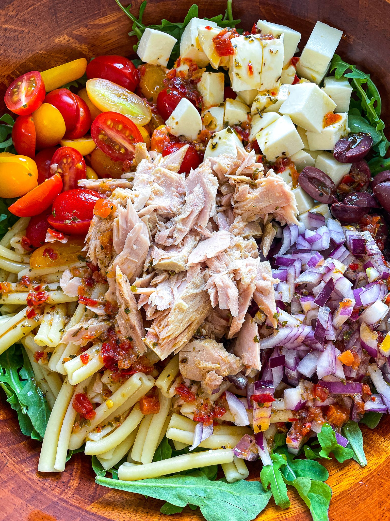 spicy(ish) tuna pasta salad - by Meryl Feinstein