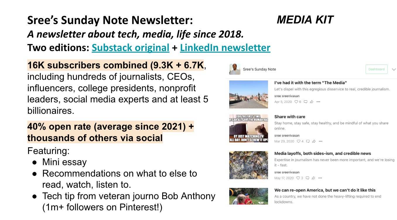 Sponsor us - by Sree Sreenivasan - Sree's Sunday Note