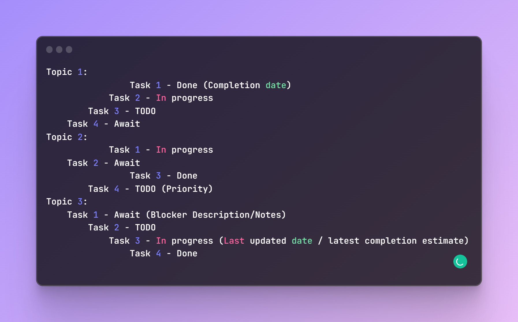 How I track my tasks at work with a text editor