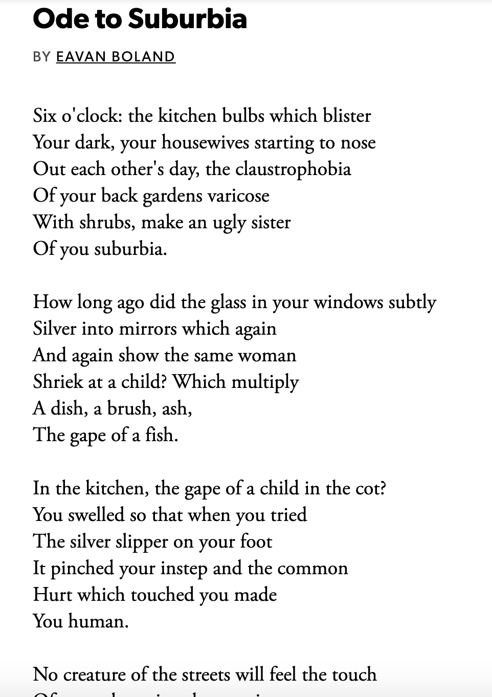 Eavan Boland with Mixed Emotions