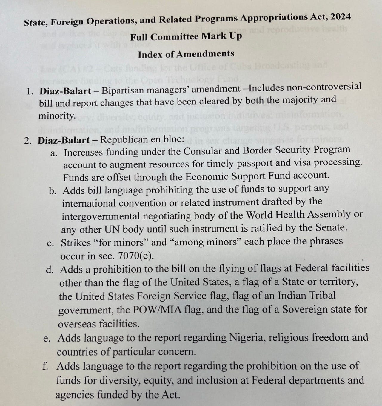 You stepped up! The appropriations committee marked up their bill and ...