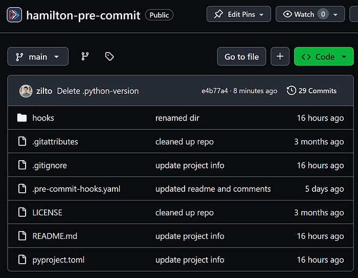 Custom pre-commit hooks for safer code changes