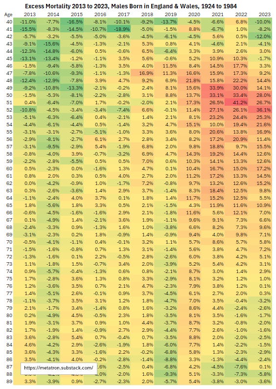 Excess Mortality 2013 to 2023 - by Joel Smalley