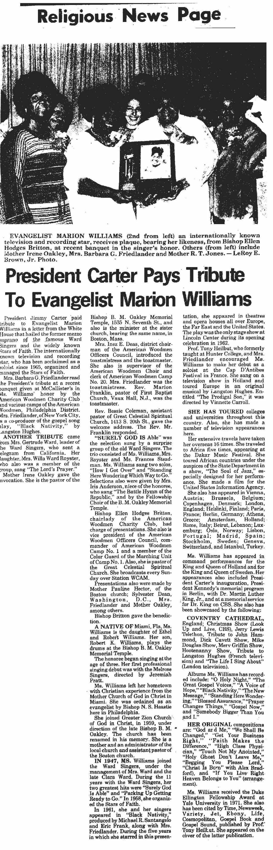 The Legendary Marion Williams - by Tim Dillinger